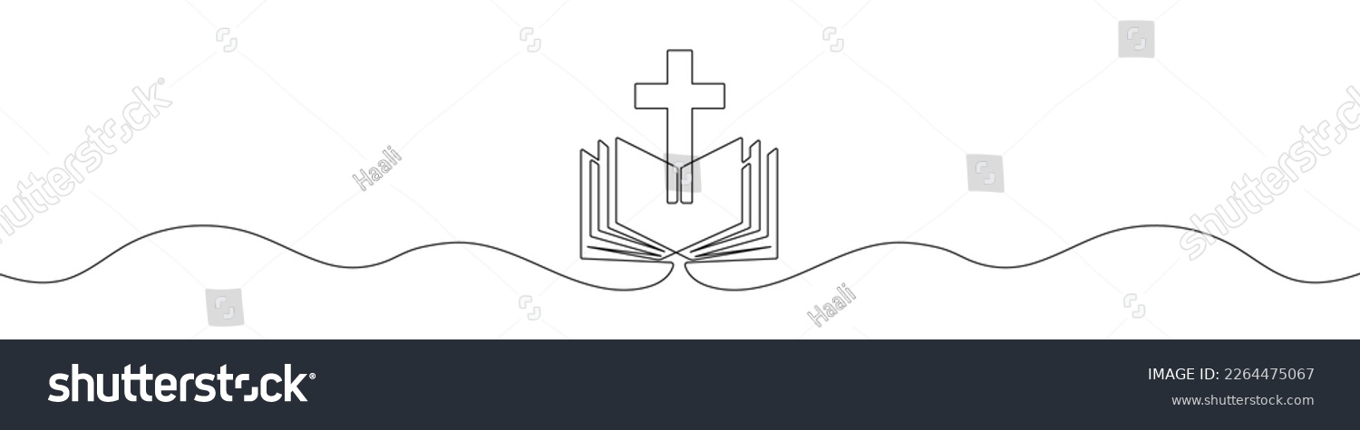 Continuous One Line Drawing Silhouette Bible Stock Vector (Royalty Free ...