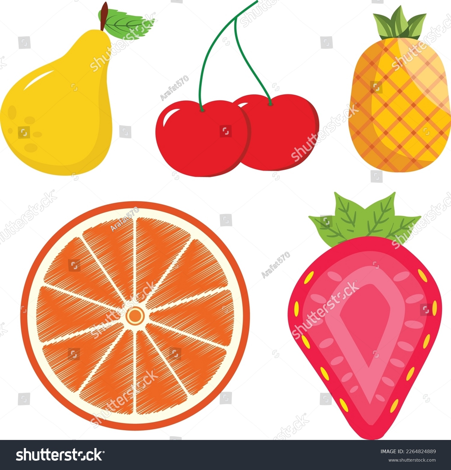 Fruits Clipart Set Vector Bundle Stock Vector (Royalty Free) 2264824889 ...