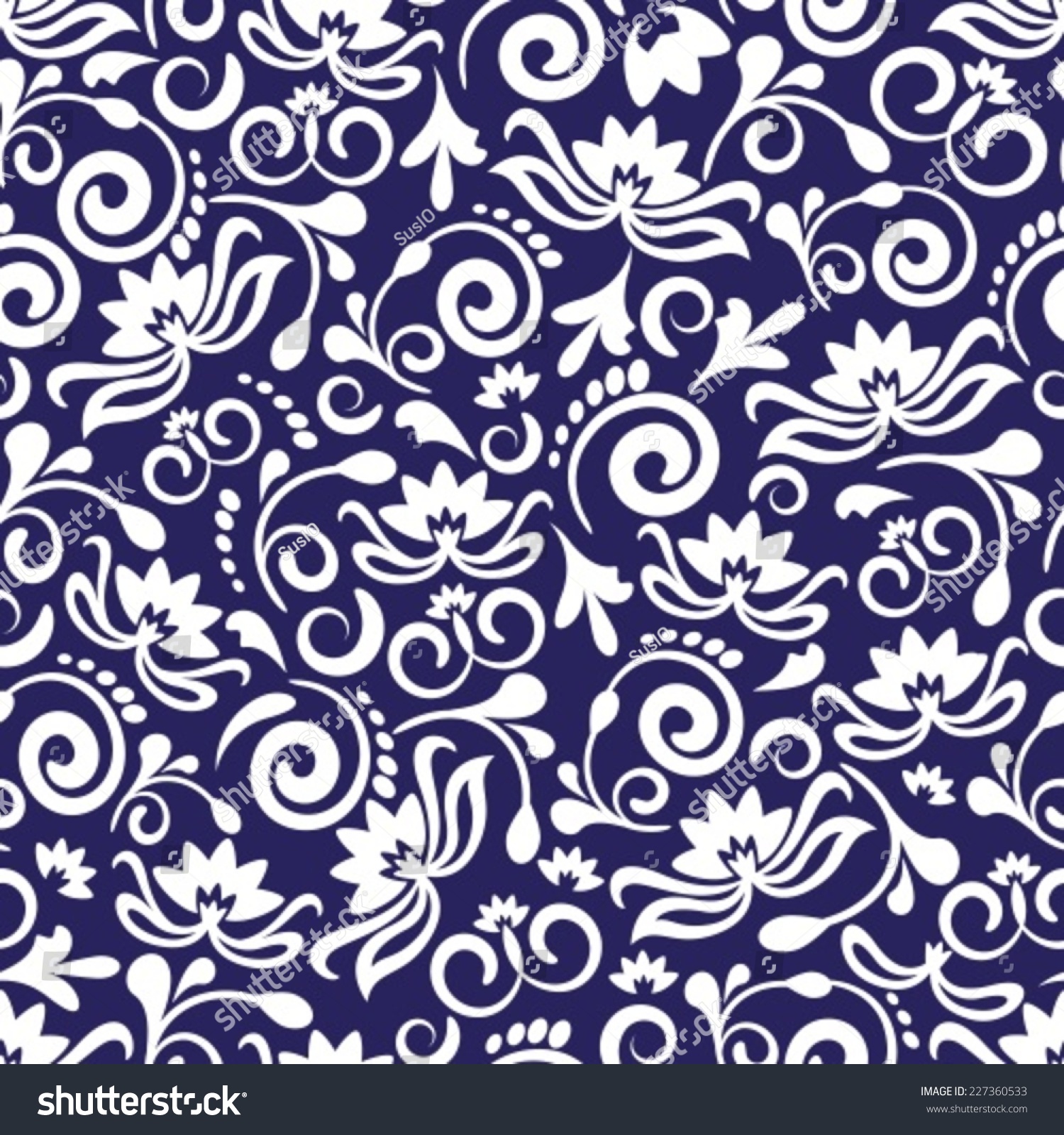 Seamless Blue Floral Pattern Abstract Flowers Stock Vector (Royalty ...