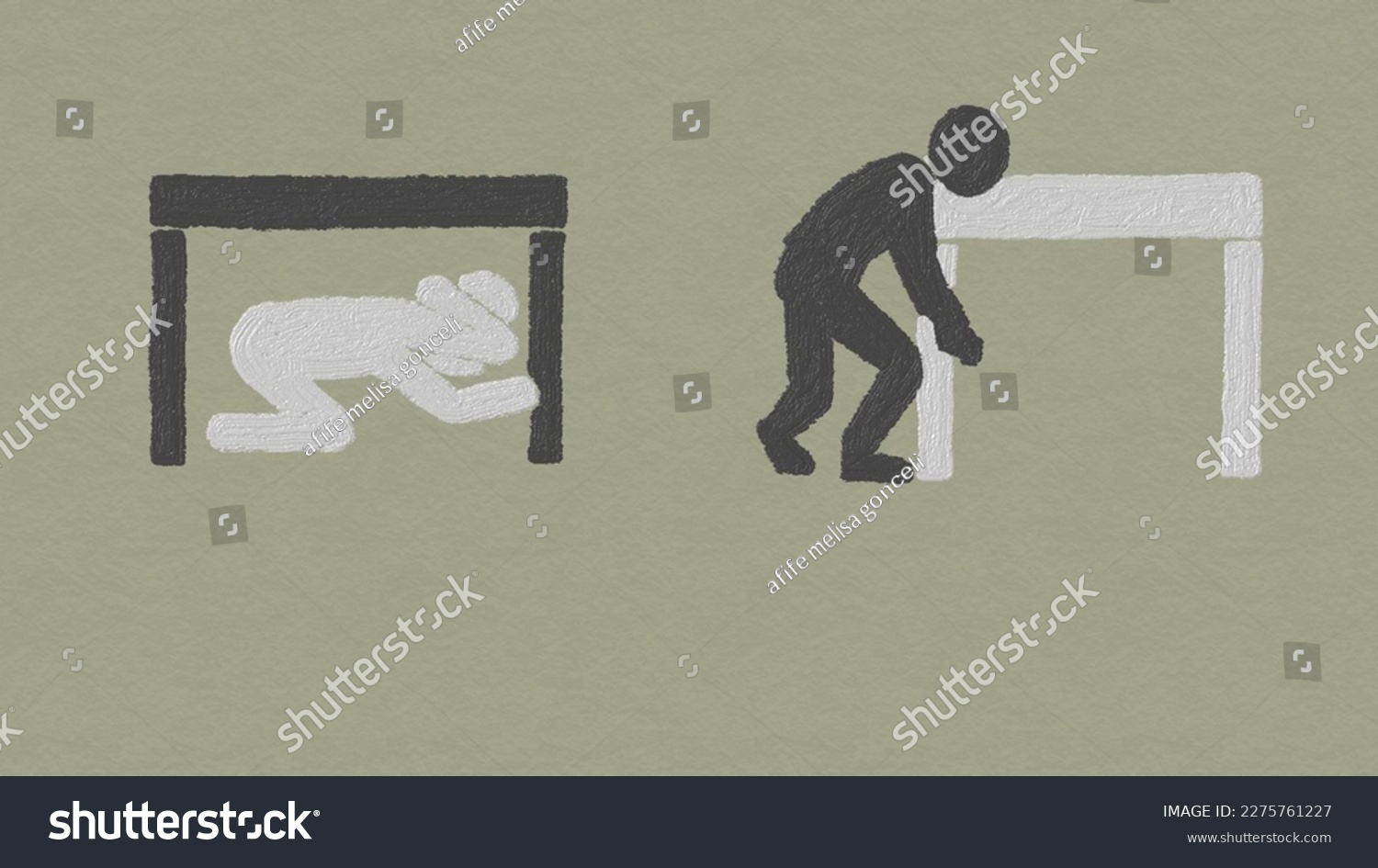 Student Ducking Under Table Earthquake Gray Stock Illustration 2275761227 | Shutterstock
