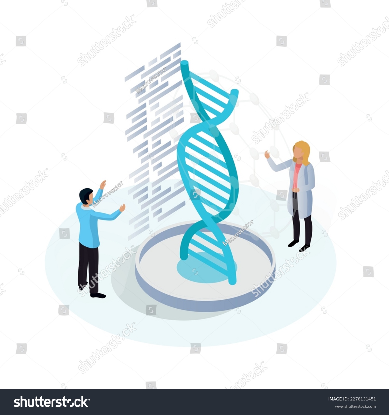 Nanotechnology Isometric Icon Scientists Dna Structure Stock Vector (Royalty Free) 2278131451 ...