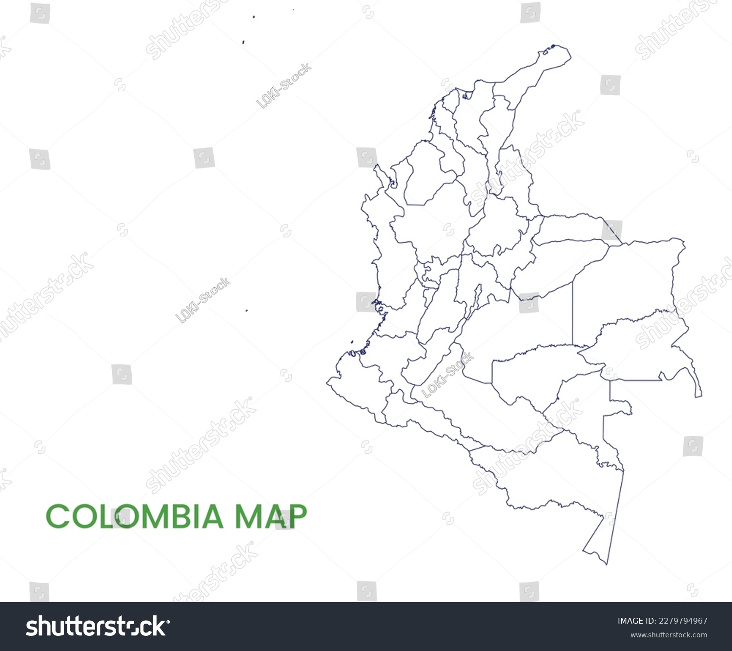 High Detailed Map Colombia Outline Map Stock Vector (Royalty Free) 2279794967 | Shutterstock