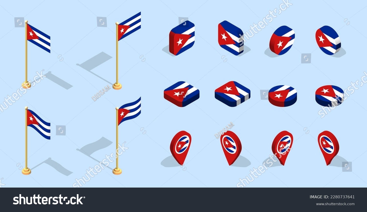 Cuban Flag Republic Cuba 3d Isometric Stock Vector (Royalty Free) 2280737641 | Shutterstock