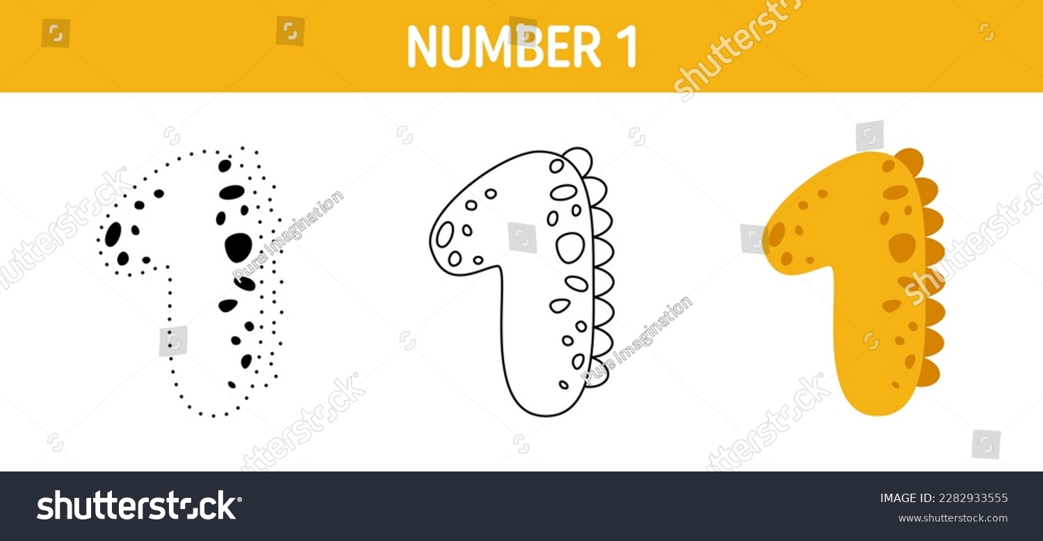 Number 1 Tracing Coloring Worksheet Kids Stock Vector (Royalty Free) 2282933555 | Shutterstock