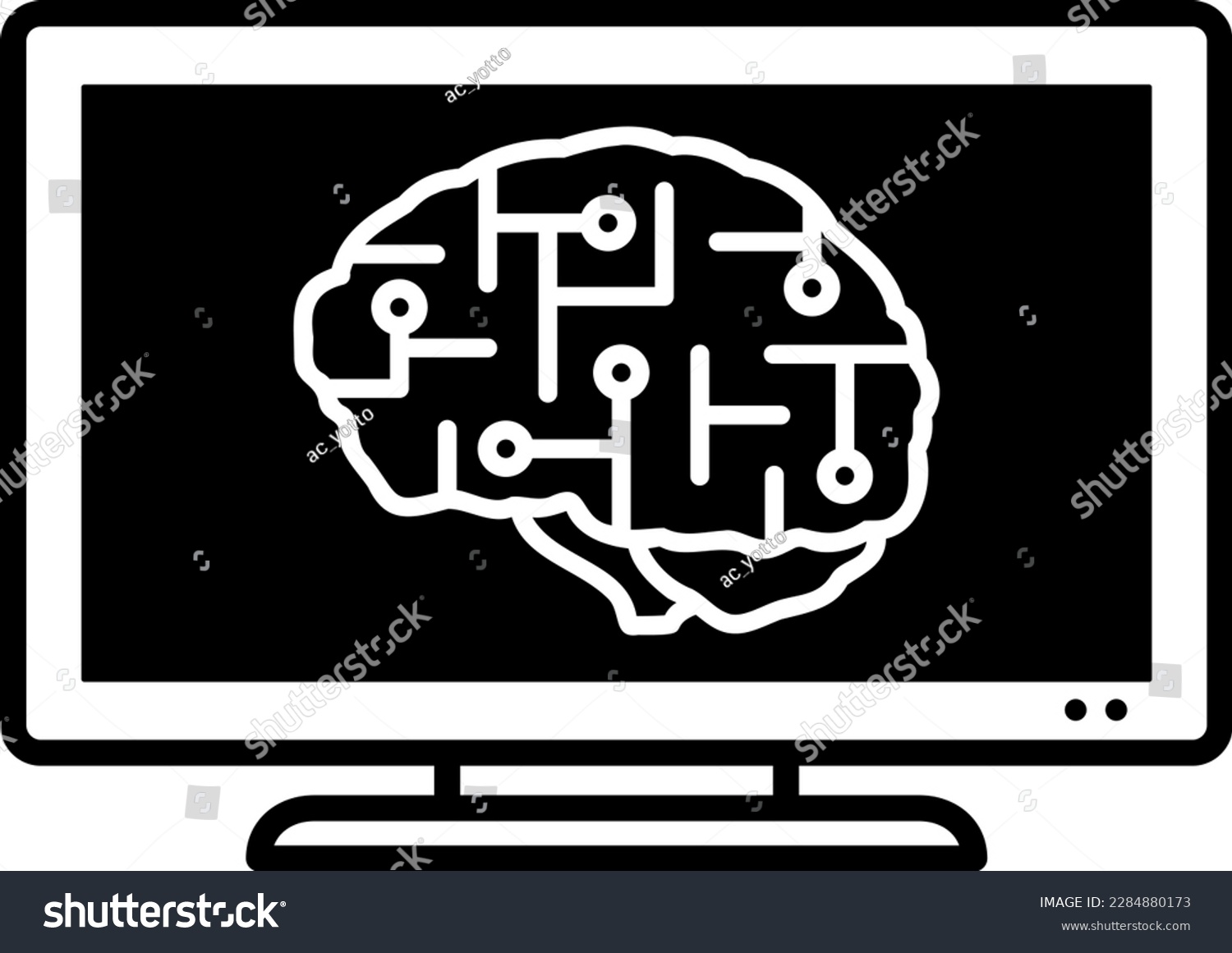 Artificial Intelligence Computer Screen Isolated Vector Stock Vector ...