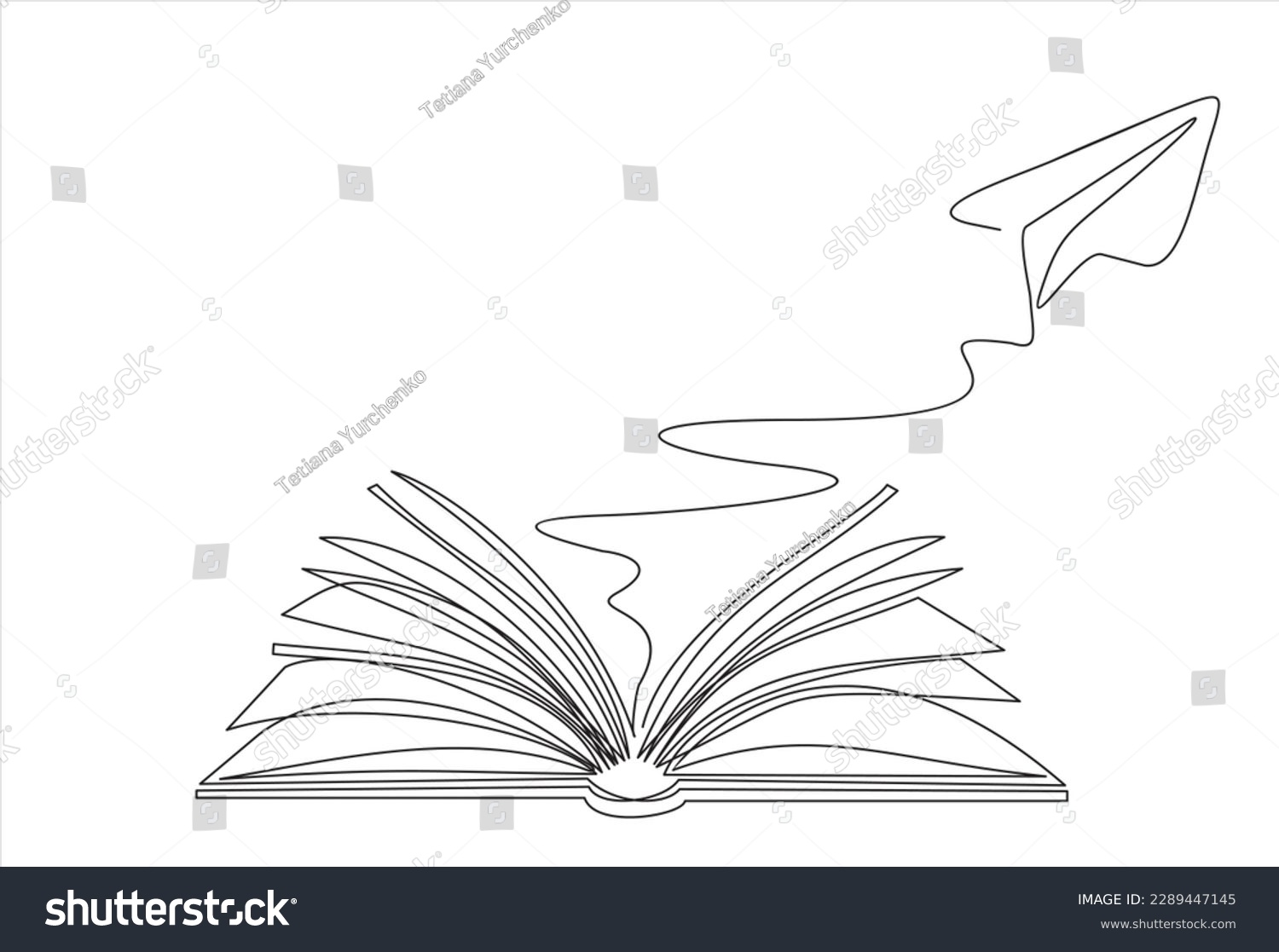 Continuous One Line Drawing Open Book Stock Vector (Royalty Free ...