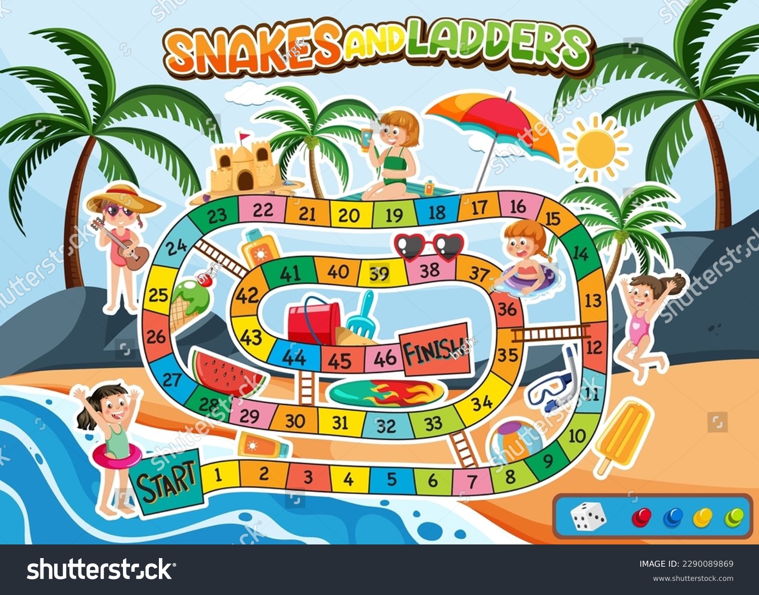 Snakes Ladders Board Game Template Illustration Stock Vector (Royalty ...