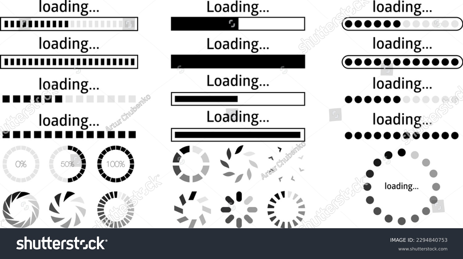 Set Vector Loading Iconsloading Bar Progress Stock Vector (Royalty Free ...