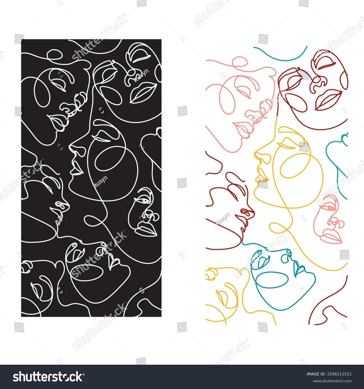 Continuous Line Drawing Faces Fashion Minimalist Stock Vector (Royalty ...