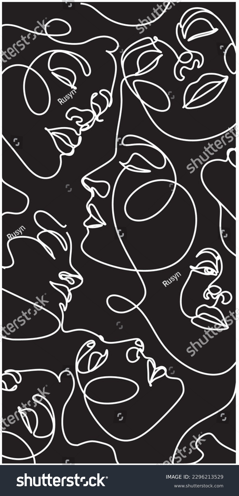 Continuous Line Drawing Faces Fashion Minimalist Stock Vector (Royalty ...