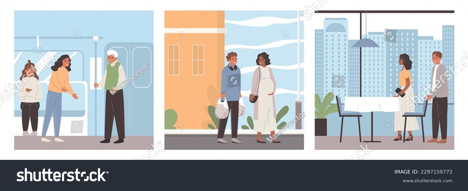 Etiquette Rules Set Three Square Compositions Stock Vector (Royalty ...