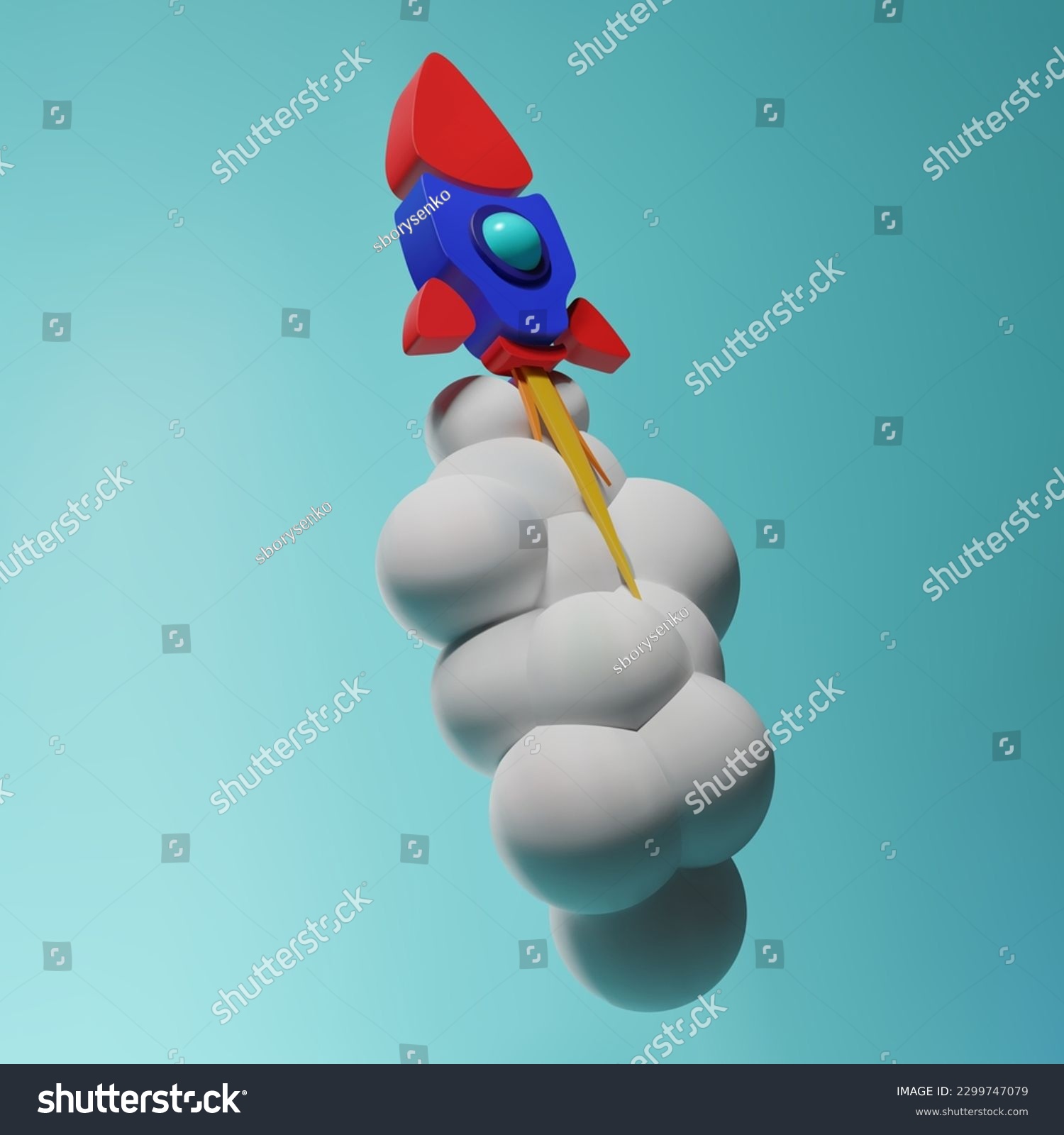 Spaceship Flight Rocket Take Off Realistic Stock Vector Royalty Free