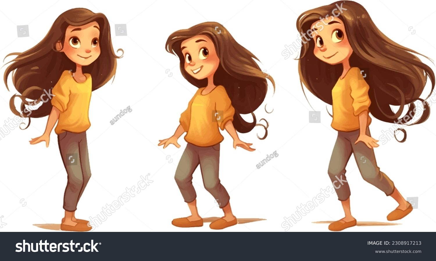 Animated Girl Clipart Brown Hair
