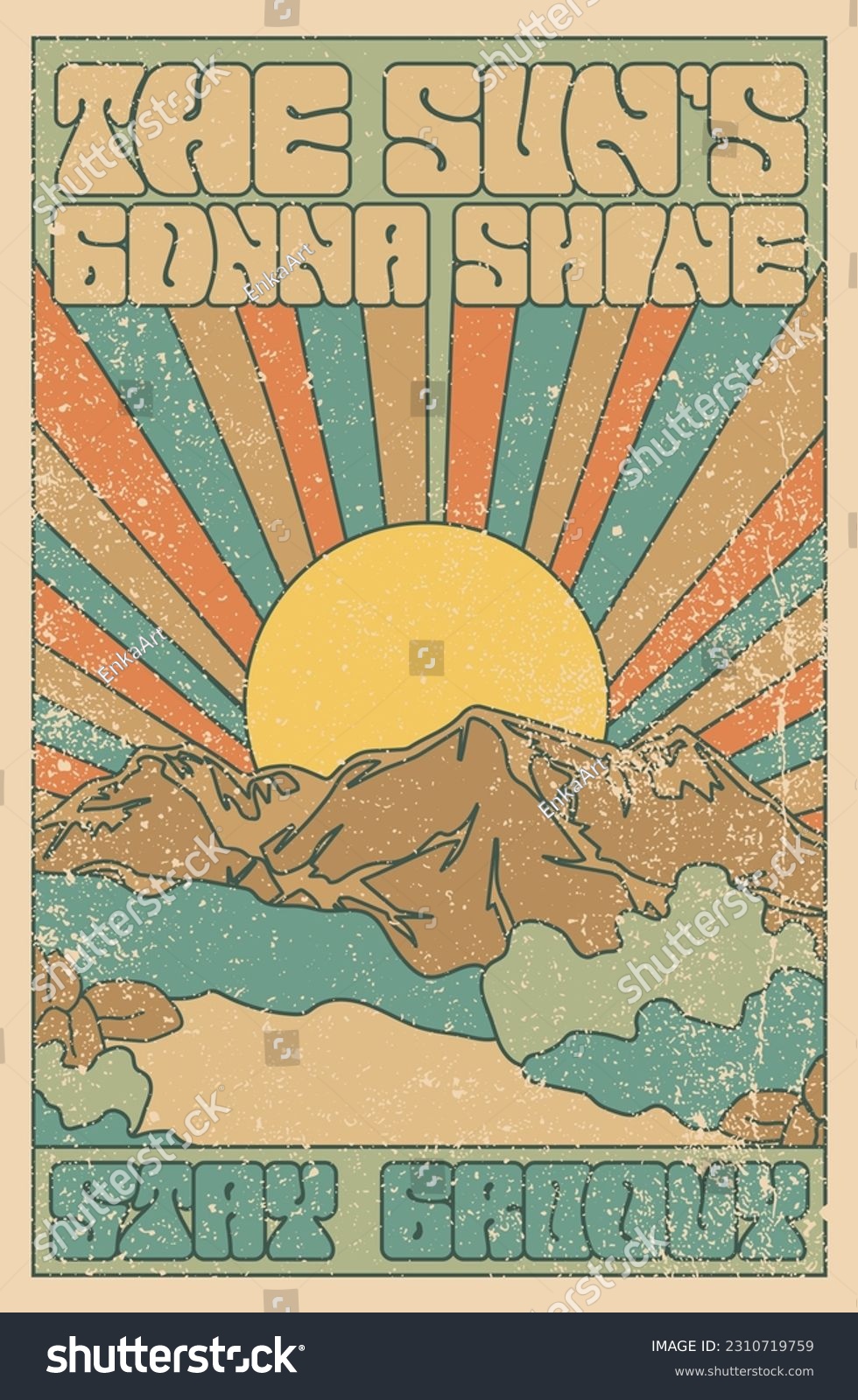 70s Retro Groovy Poster Design Motivational Stock Vector (Royalty Free ...