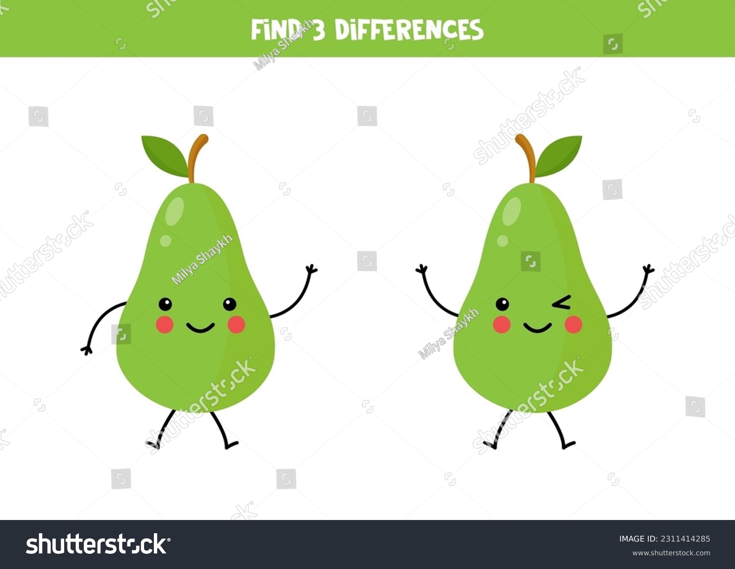 Find Three Differences Between Two Pictures Stock Vector (Royalty Free ...