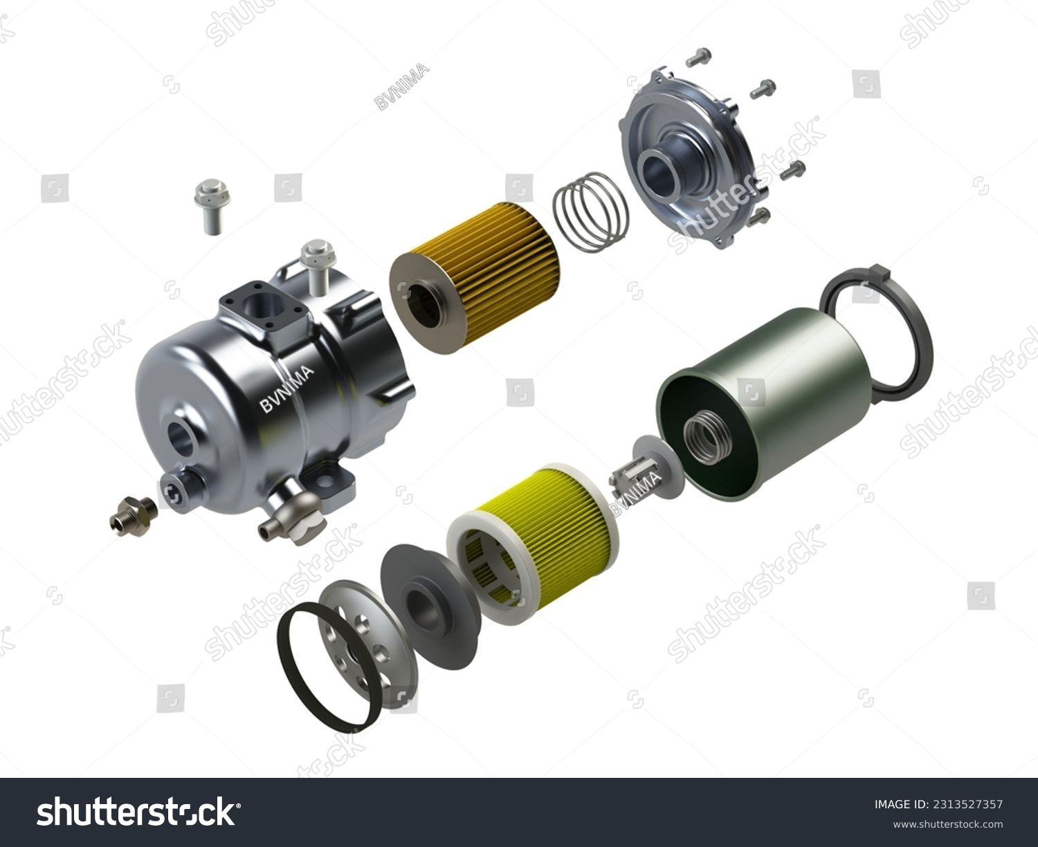 Automotive Fuel Oil Filter Exploded View: ภาพประกอบสต็อก 2313527357 ...