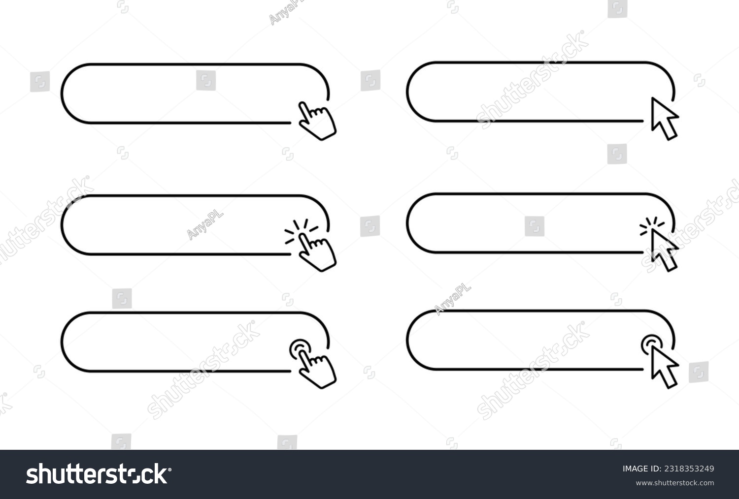 Click Here Button Pointer Clicking Hand Stock Vector (Royalty Free) 2318353249 | Shutterstock