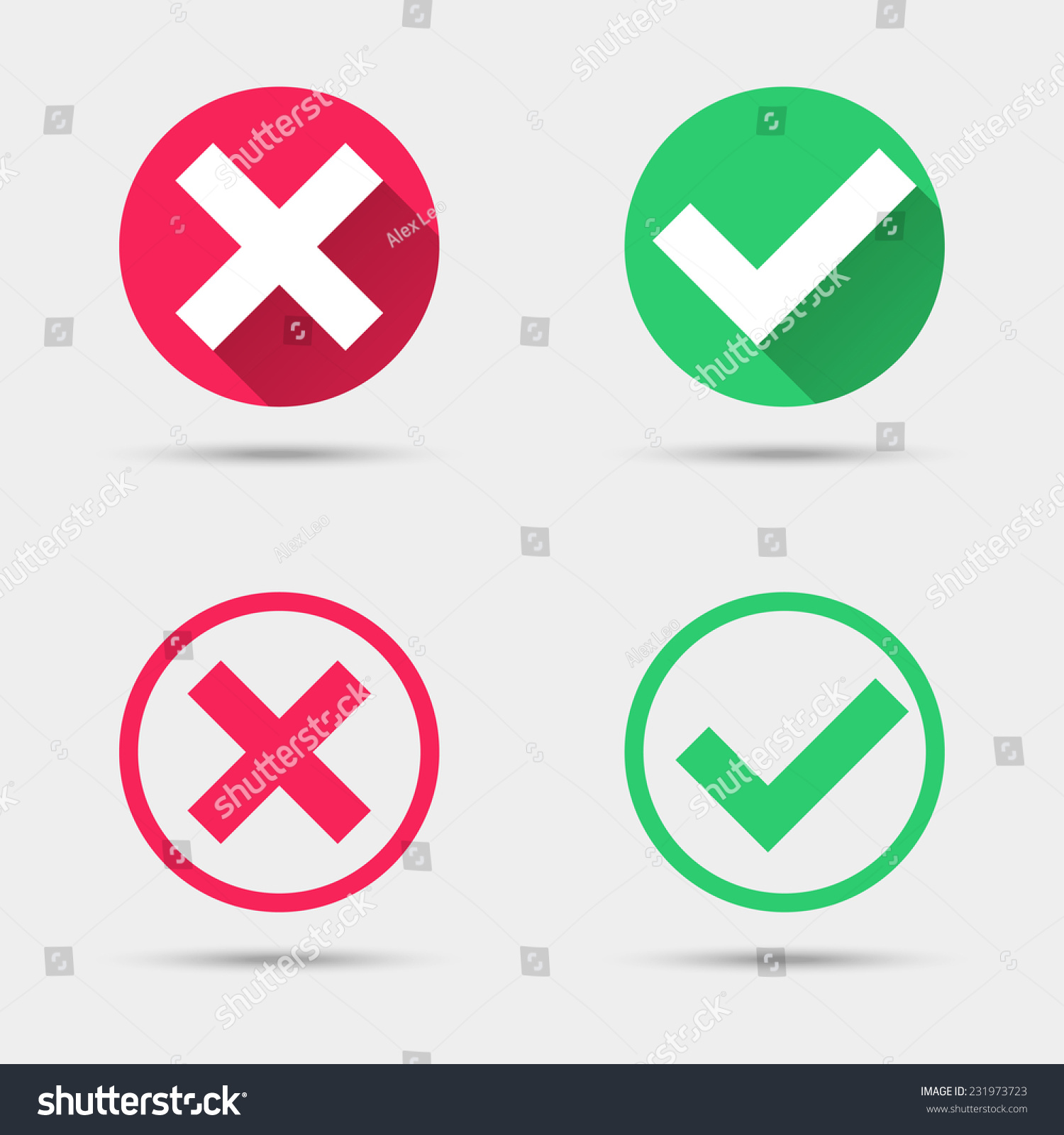 Check Mark Icons Flat Design Style Stock Vector (Royalty Free ...