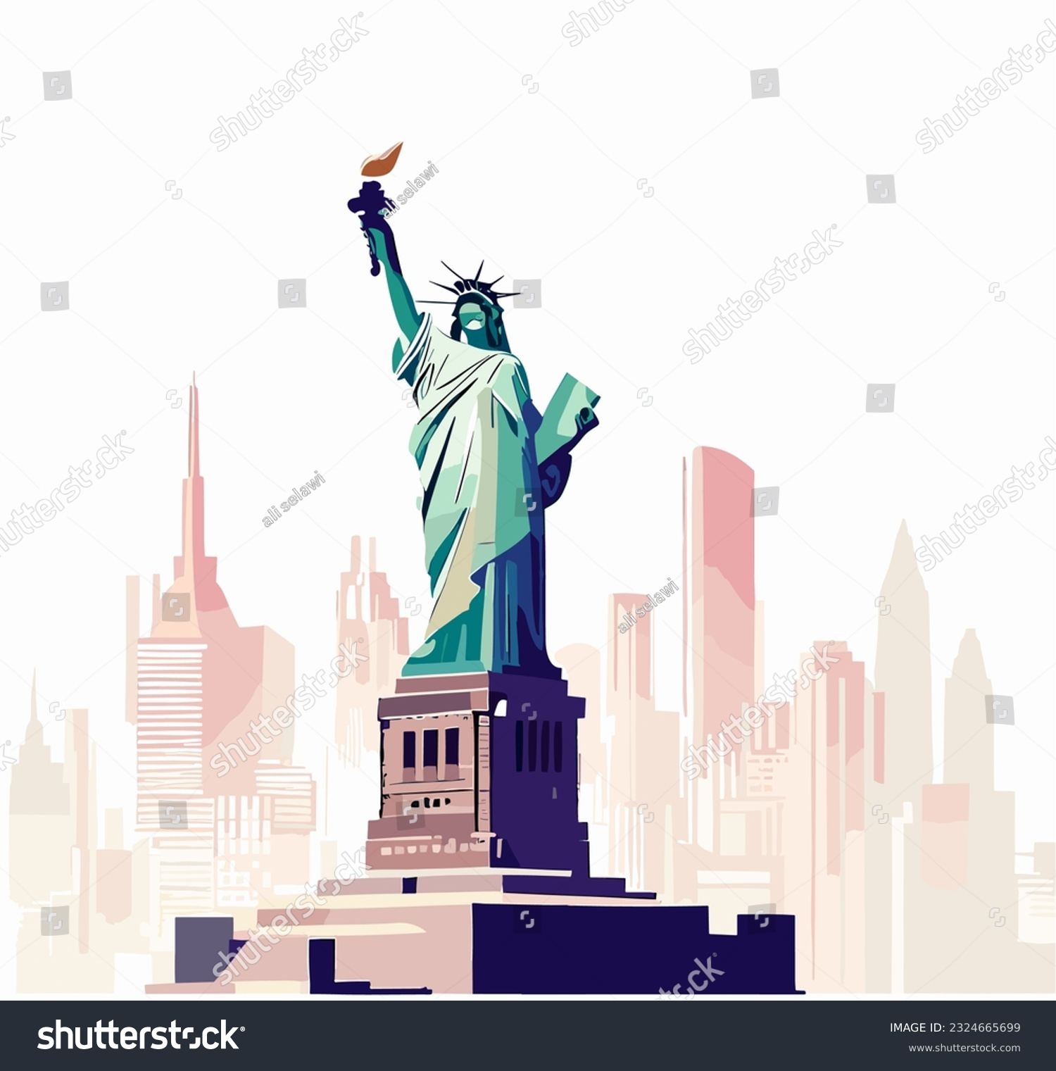 Statue Liberty New York City Vector Stock Vector (Royalty Free ...