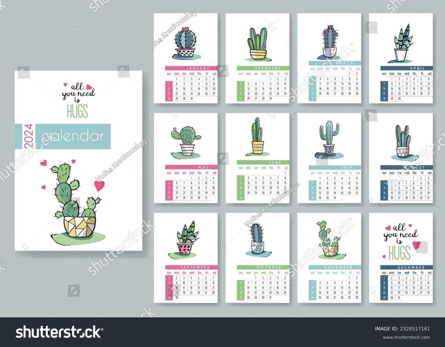 1,172 Cute Calendar 2024 Images, Stock Photos & Vectors | Shutterstock