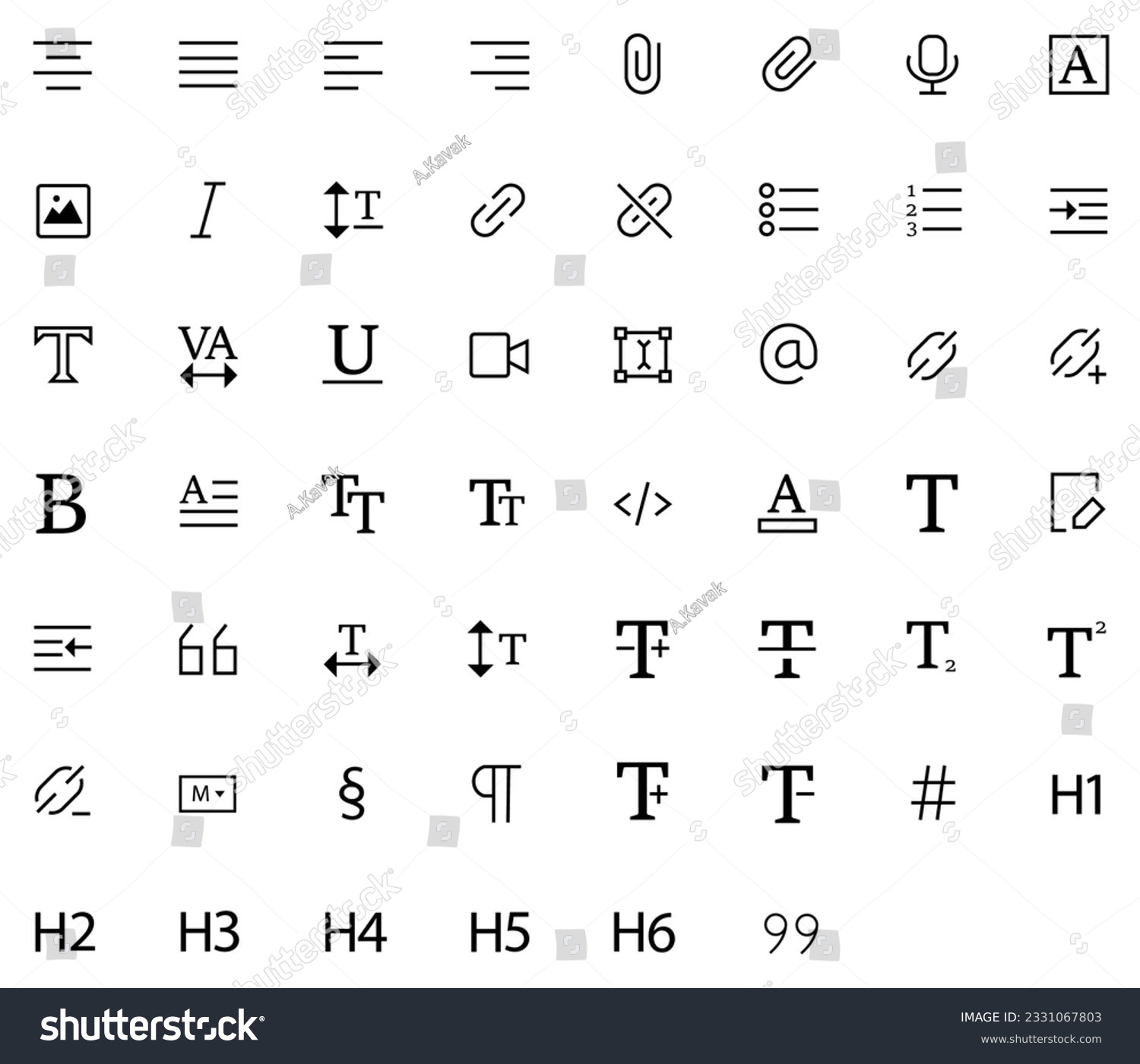 Vector Document Text Editing Icon Set Stock Vector (Royalty Free) 2331067803 | Shutterstock