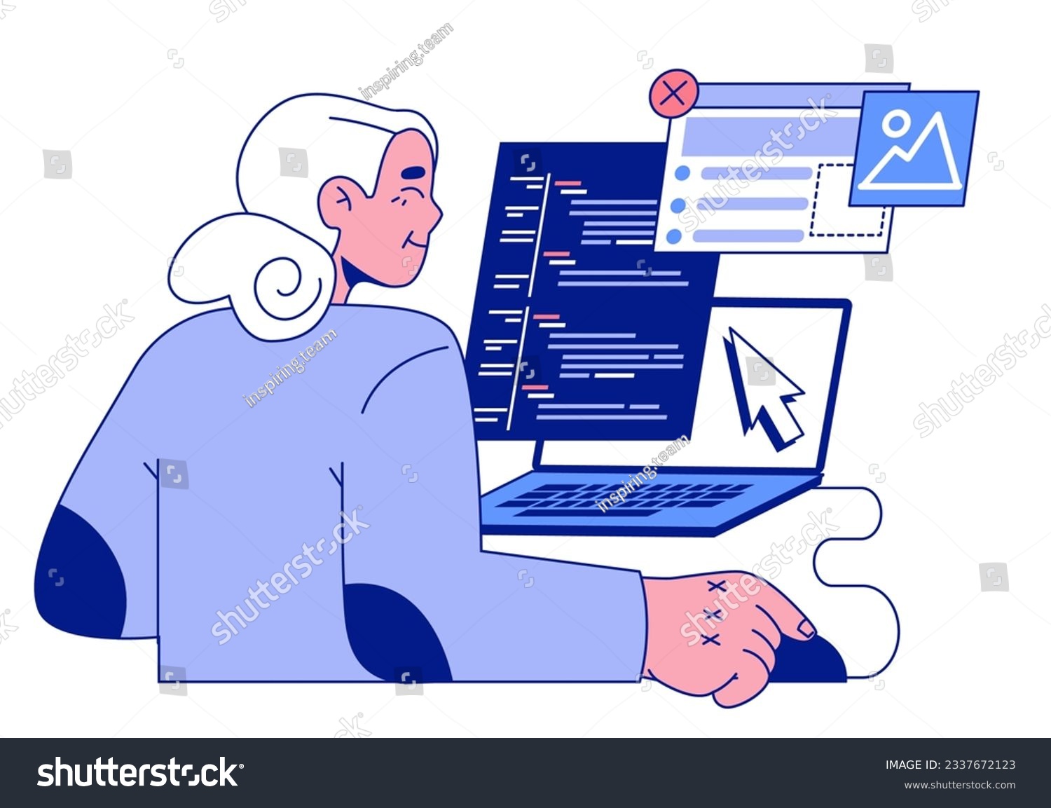 Senior Developer Old Woman Programming Coding Stock Vector (Royalty Free) 2337672123 | Shutterstock