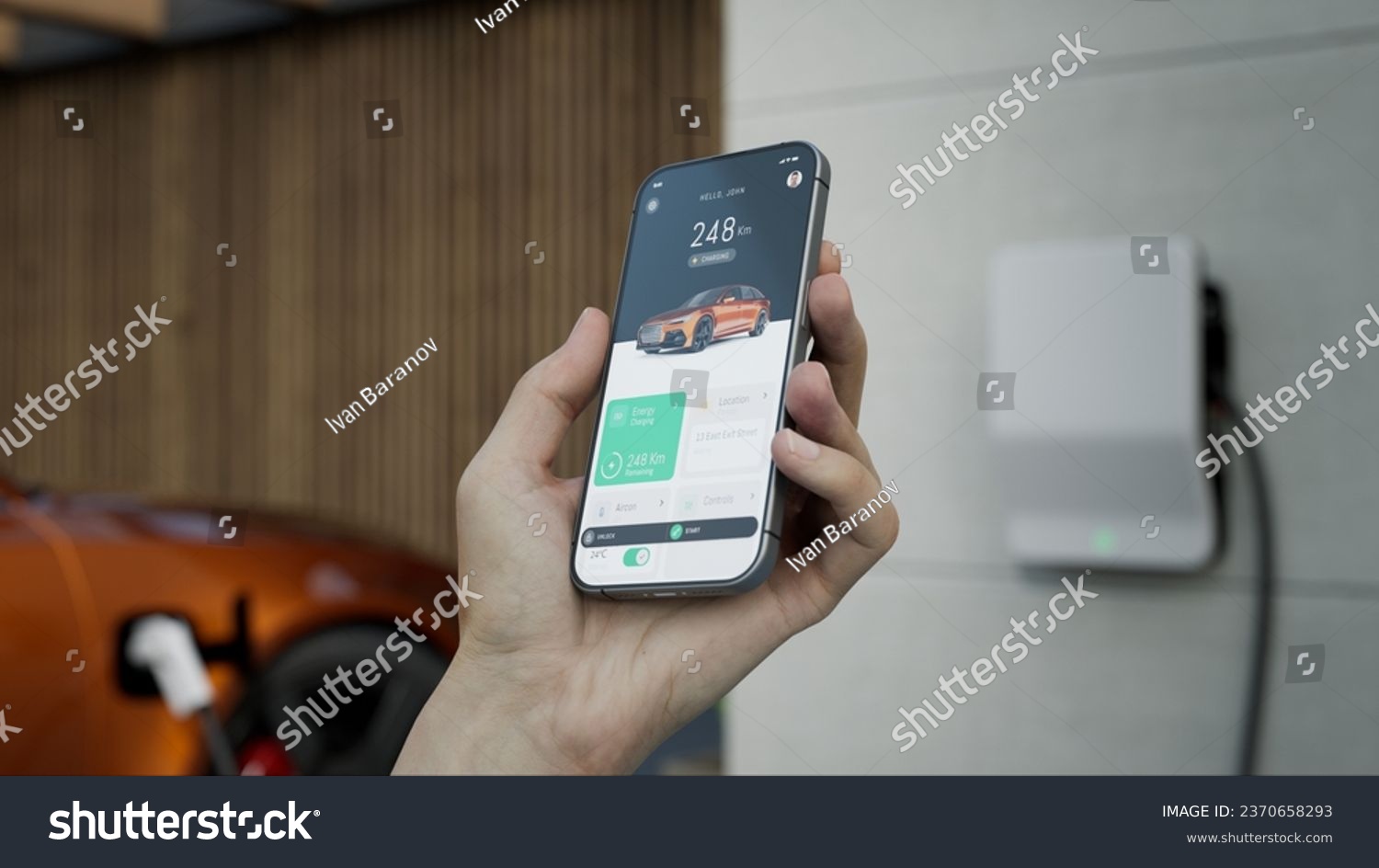 Cu Caucasian Man Using Ev Application Stock Photo 2370658293 | Shutterstock