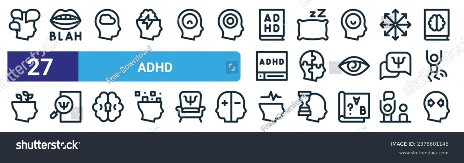 conjunto de 27 iconos de esquema: vector de stock (libre de regalías) 2376601145 | Shutterstock