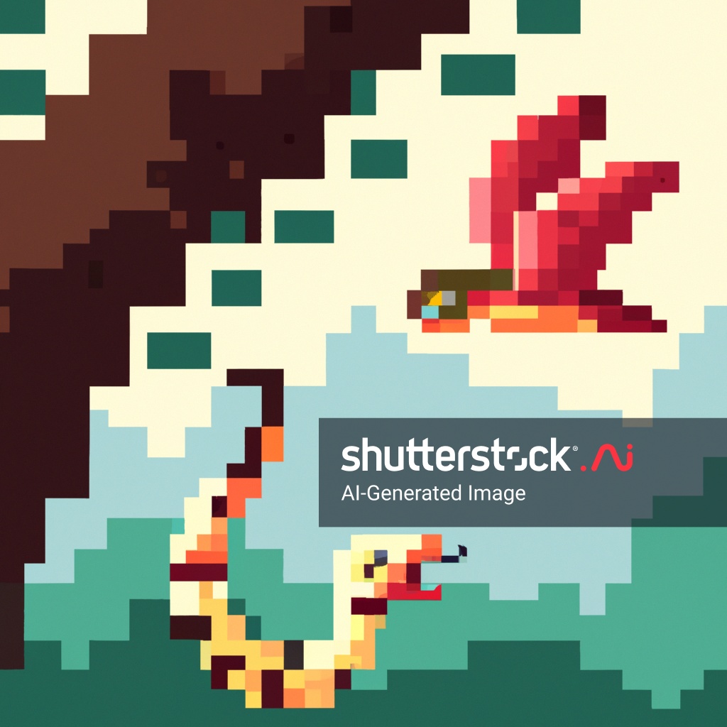 「Pixel Art Vector-style Image Python Tree」のAI生成画像、2377585541 | Shutterstock