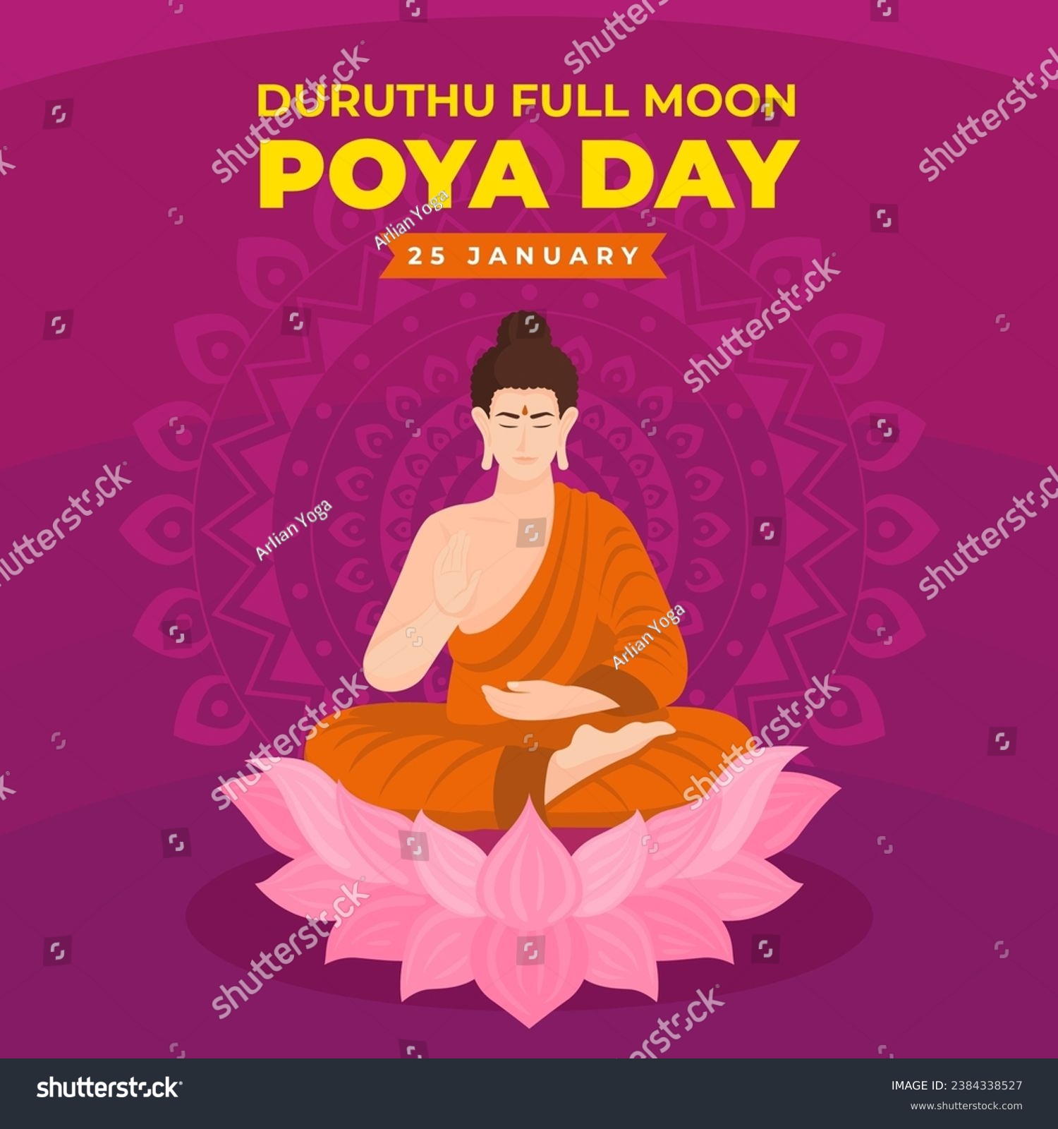 Duruthu Full Moon Poya Day Day Stock Vector (Royalty Free) 2384338527 | Shutterstock