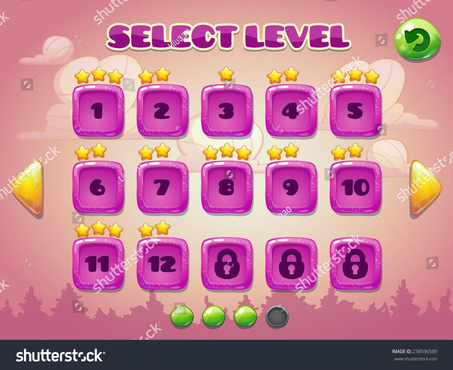 Level Selection Screen Game Ui Set Stock Vector Royalty Free 238596589 Shutterstock