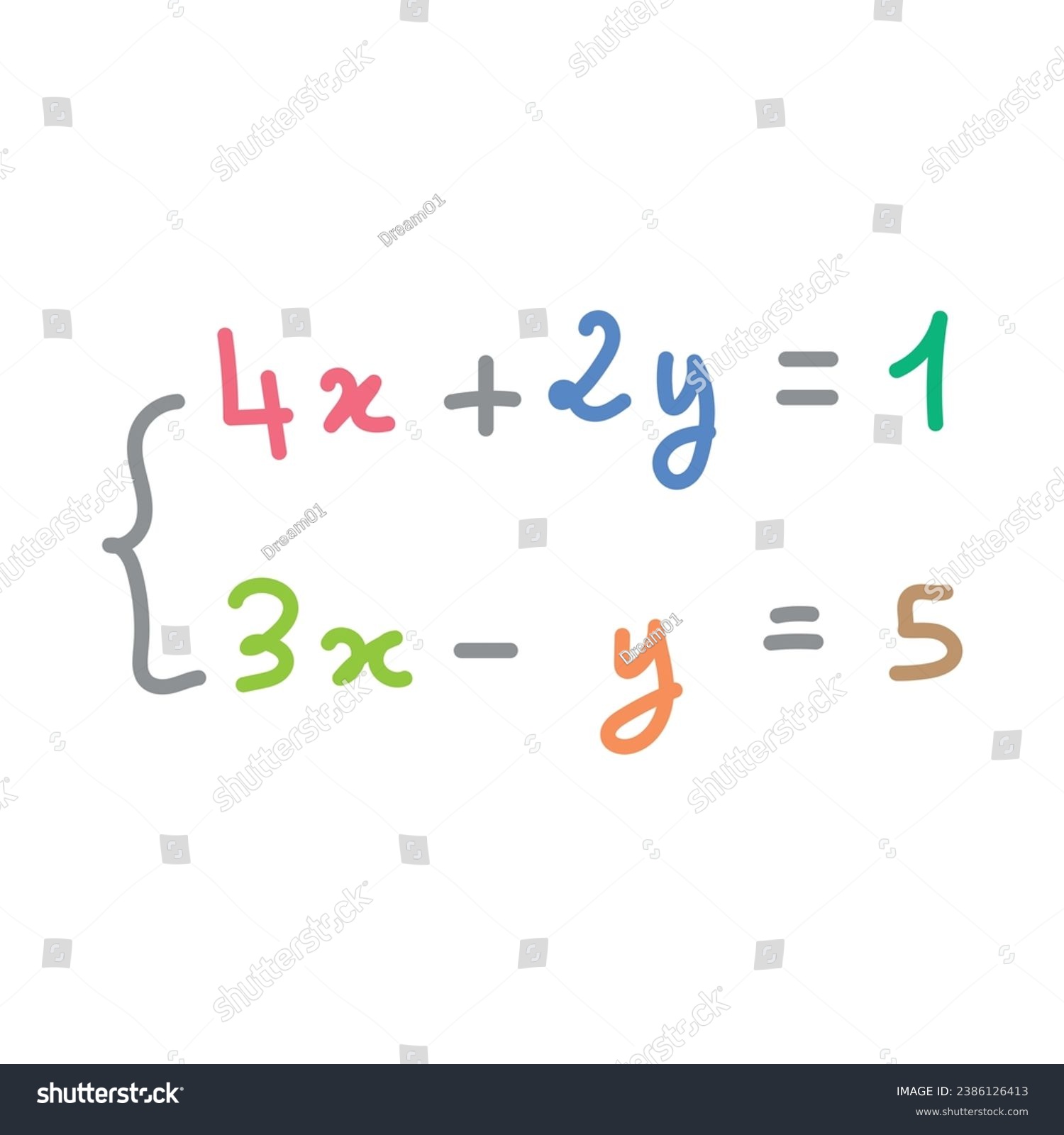 System Linear Equations Two Variables Examples Stock Vector Royalty
