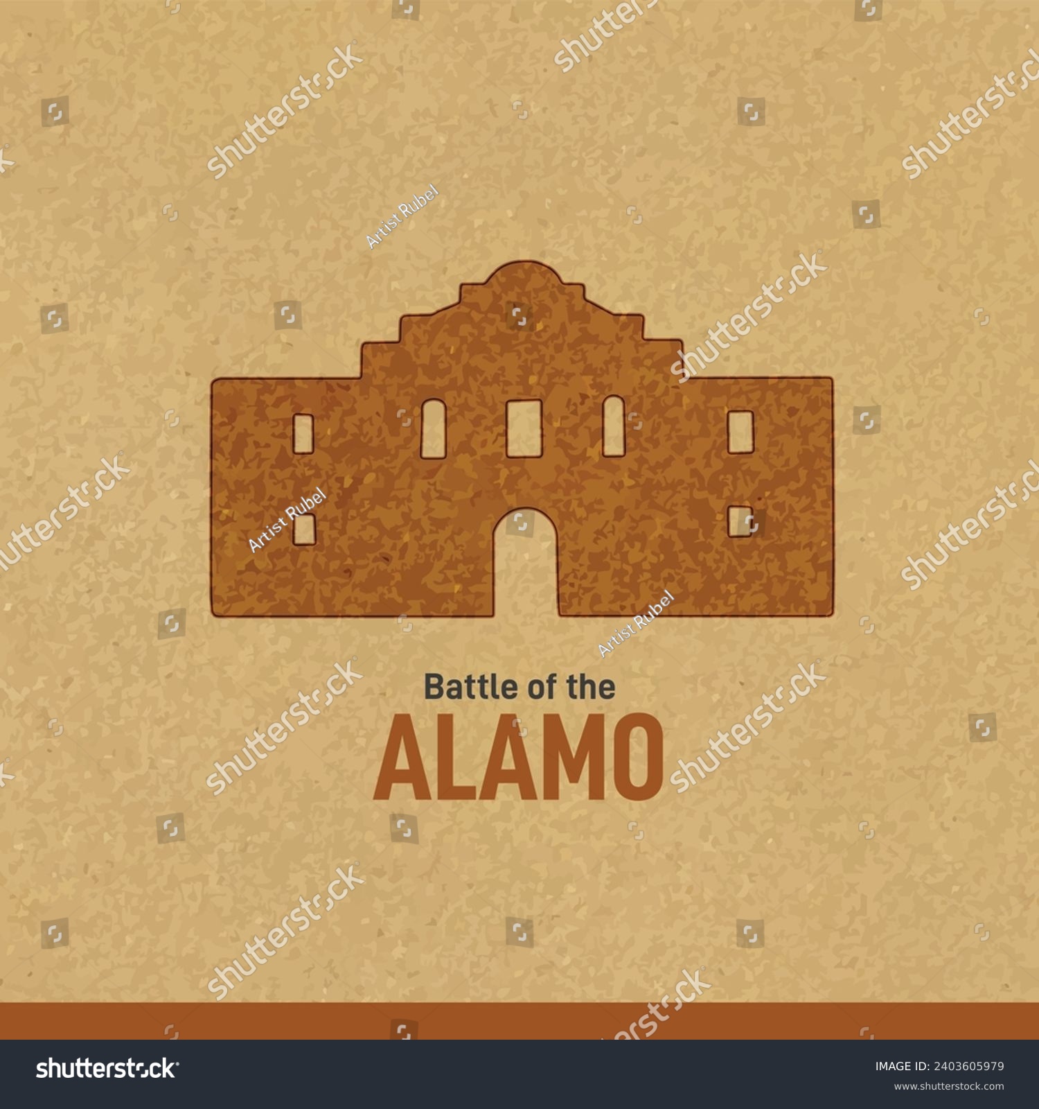 Battle Alamo Battle Alamo On Brown Stock Vector (Royalty Free ...