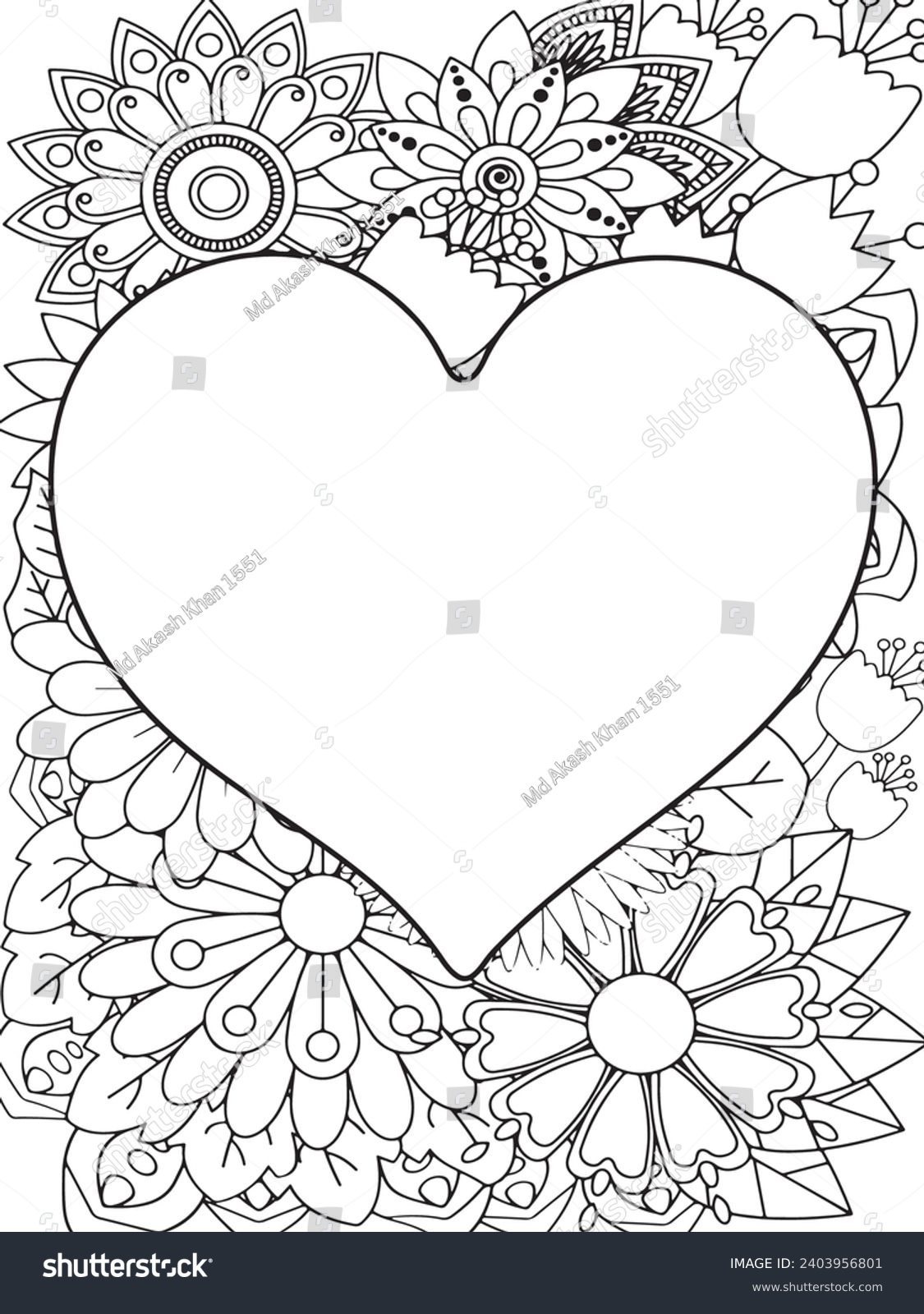 Zentangle Love Coloring Pages Therapy Coloring Stock Vector (Royalty ...