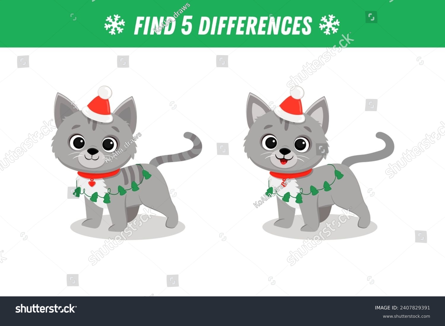 Find 5 Differences Between Two Pictures Stock Illustration 2407829391 ...