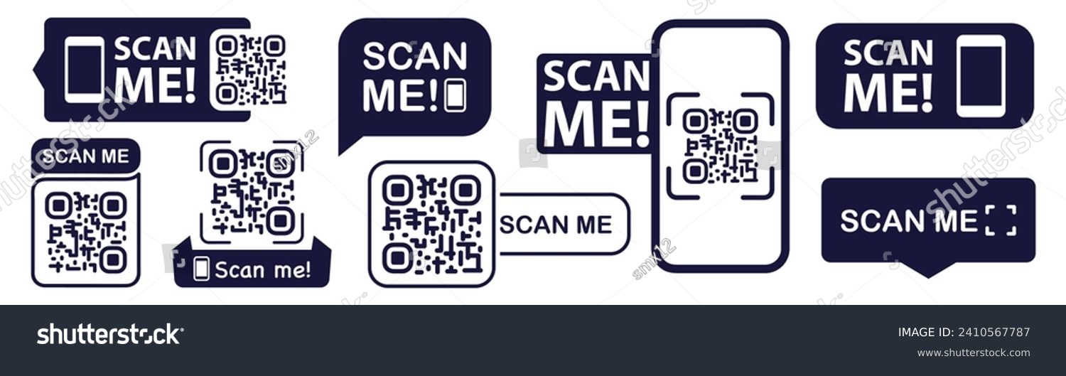 Scan Qr Code Scan Qr Code Stock Vector (Royalty Free) 2410567787 ...