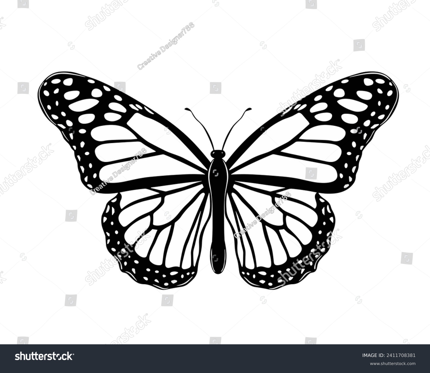 Butterfly Silhouette Set Butterfly Vector Illustration Stock Vector (Royalty Free) 2411708381 ...