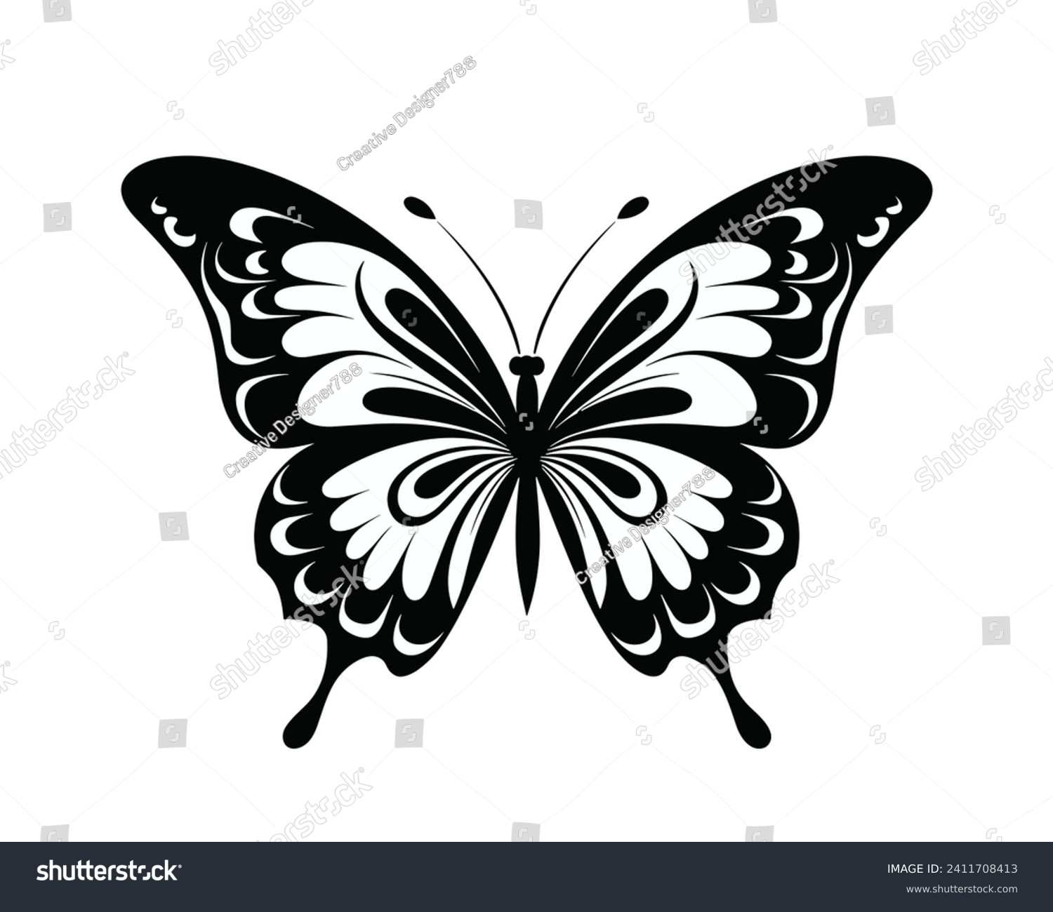 Butterfly Silhouette Set Butterfly Vector Illustration Stock Vector (Royalty Free) 2411708413 ...