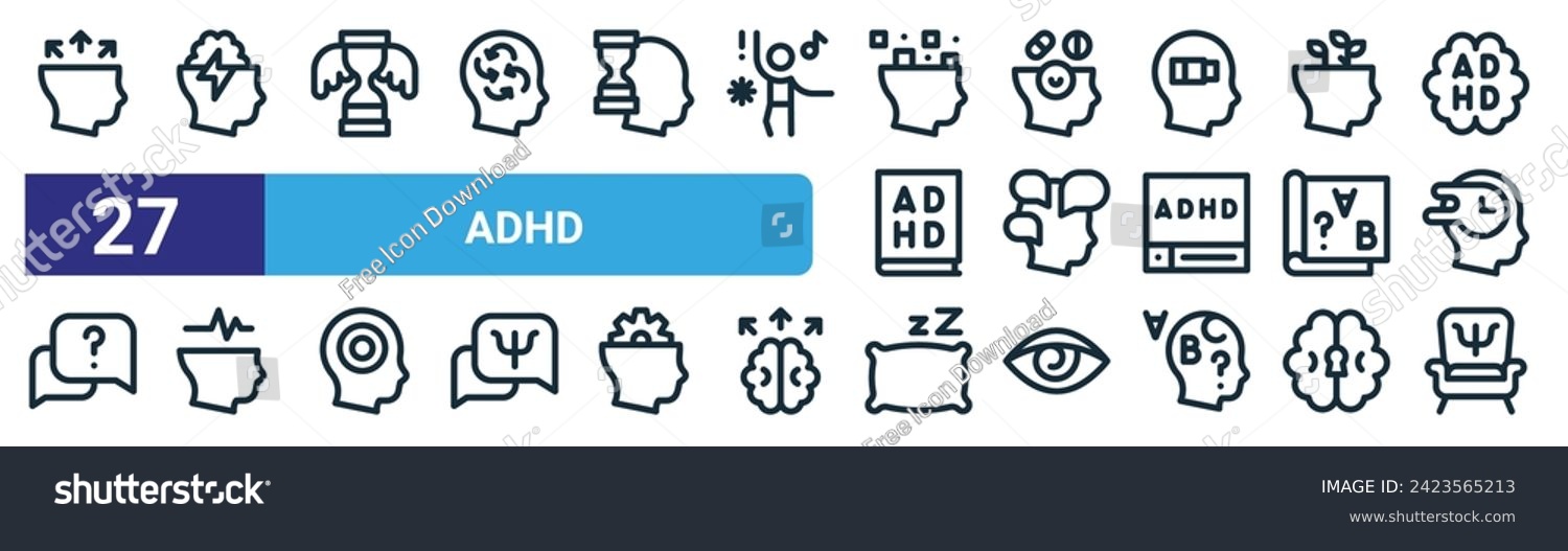 Set 27 Outline Web Adhd Icons Stock Vector (Royalty Free) 2423565213 | Shutterstock