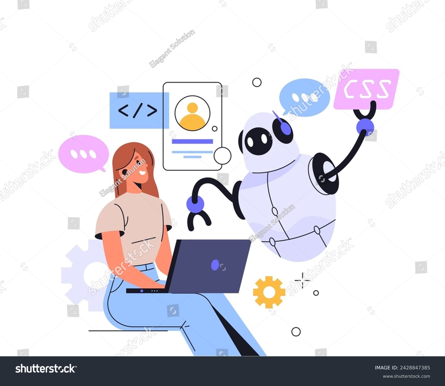 Ai Coding Helper Illustration Vector Artificial Stock Vector Royalty