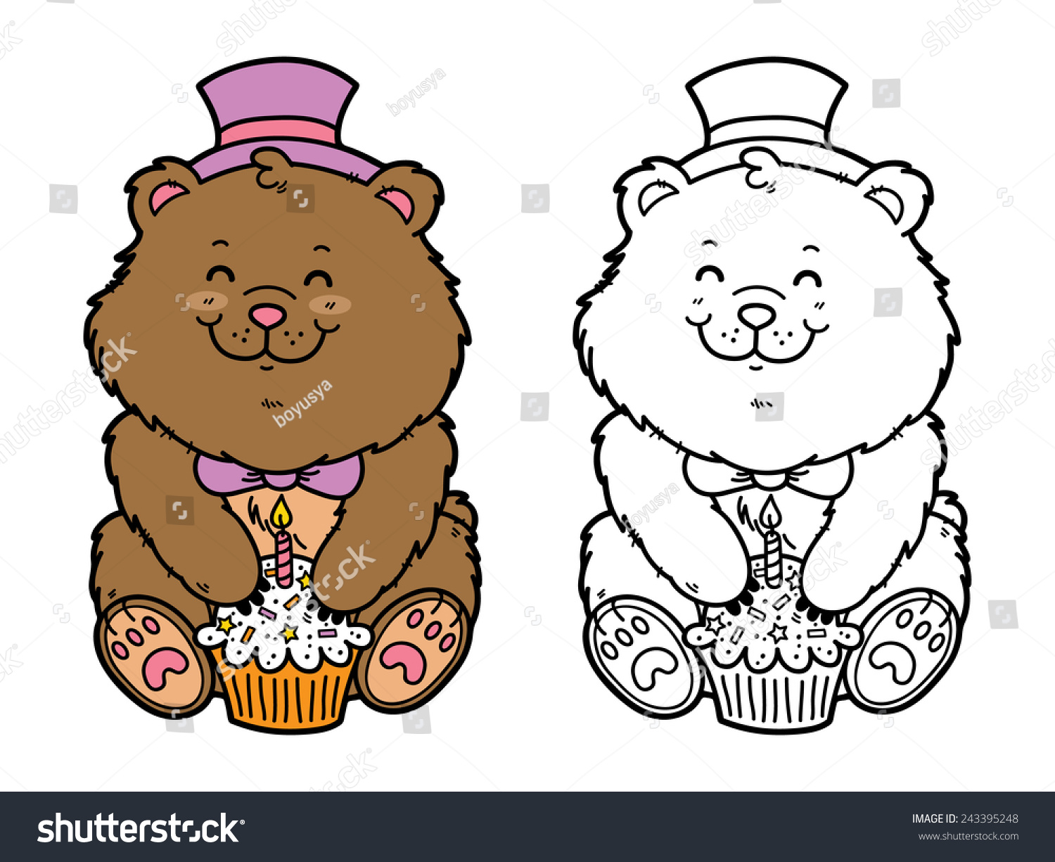 Happy Bear Vector Illustration Coloring Page Stock Vector (Royalty Free ...