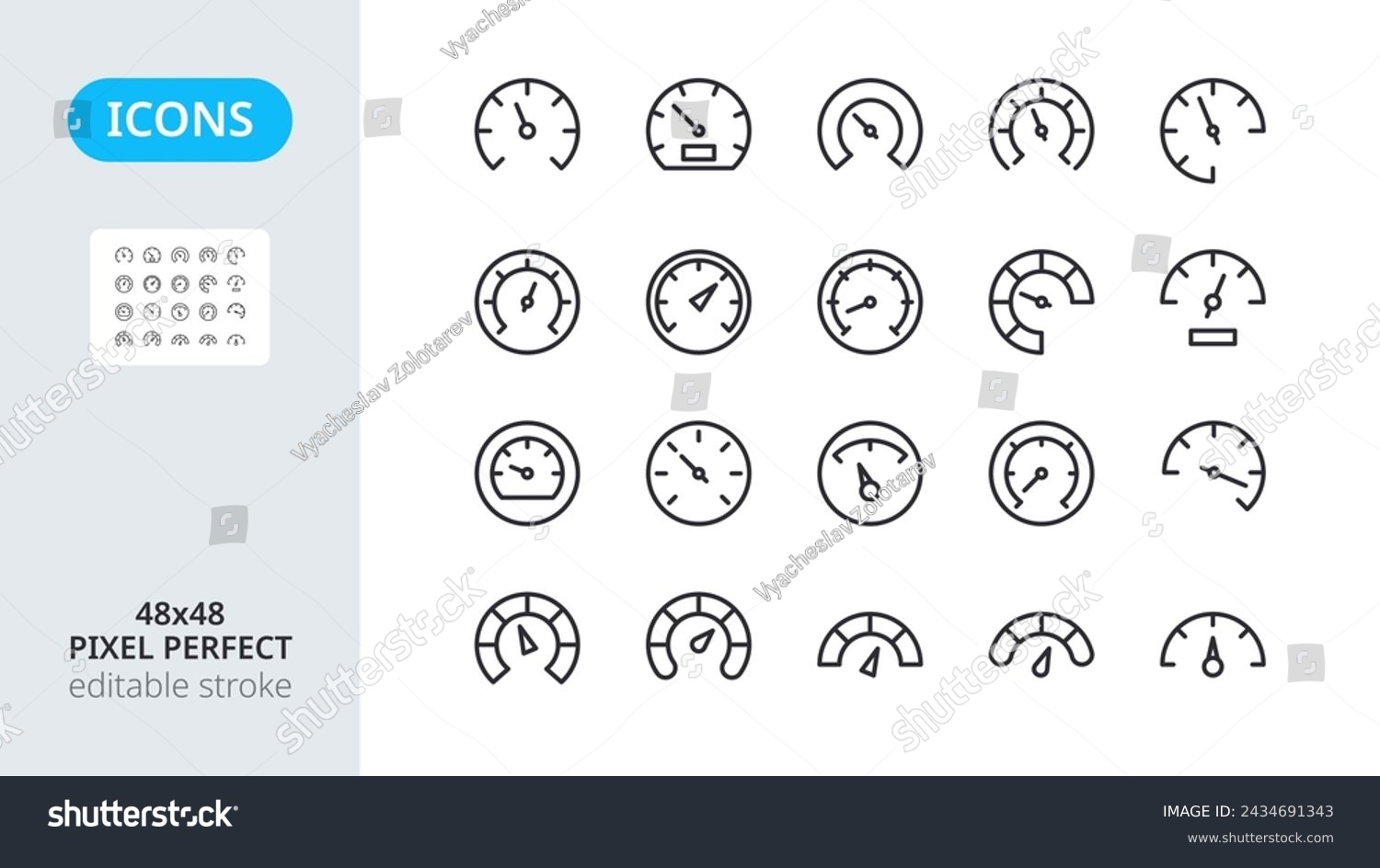 Speed Meter Icons Instrument Panel Gauge Stock Vector Royalty Free 2434691343 Shutterstock