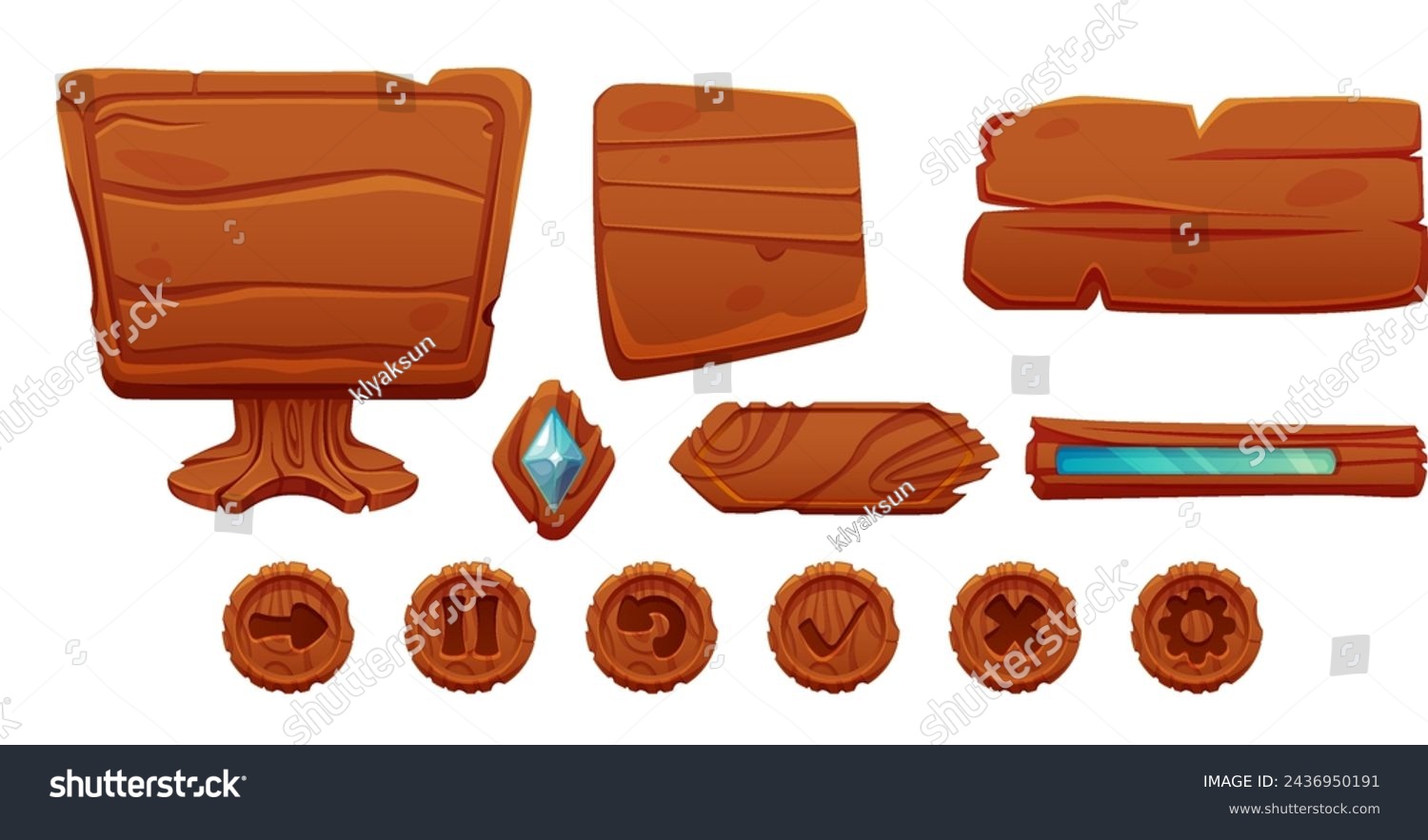 나무 Ui 만화 보드 및 버튼 스톡 벡터로열티 프리 2436950191 Shutterstock