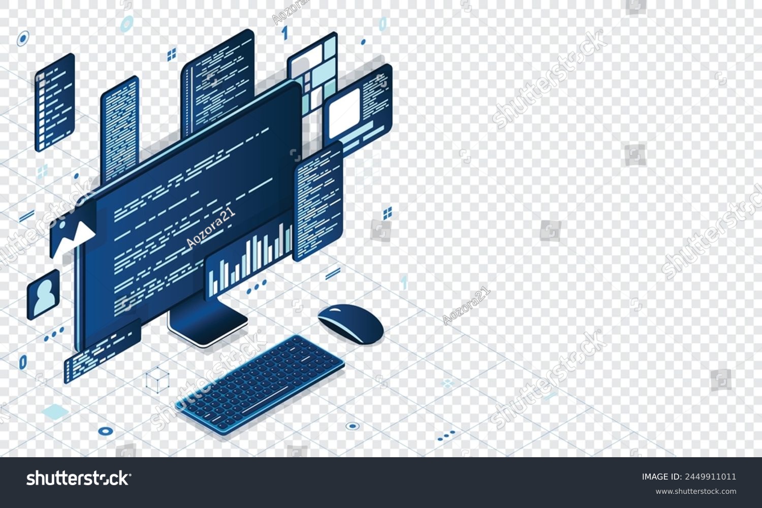 Computer Technology Isometric Illustration Desktop Computer Stock Vector (Royalty Free ...