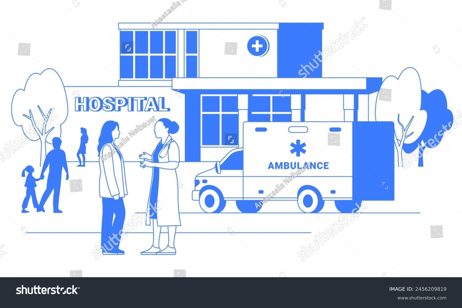 Vector Graphic Hospital Building Isolated On Stock Vector (Royalty Free ...