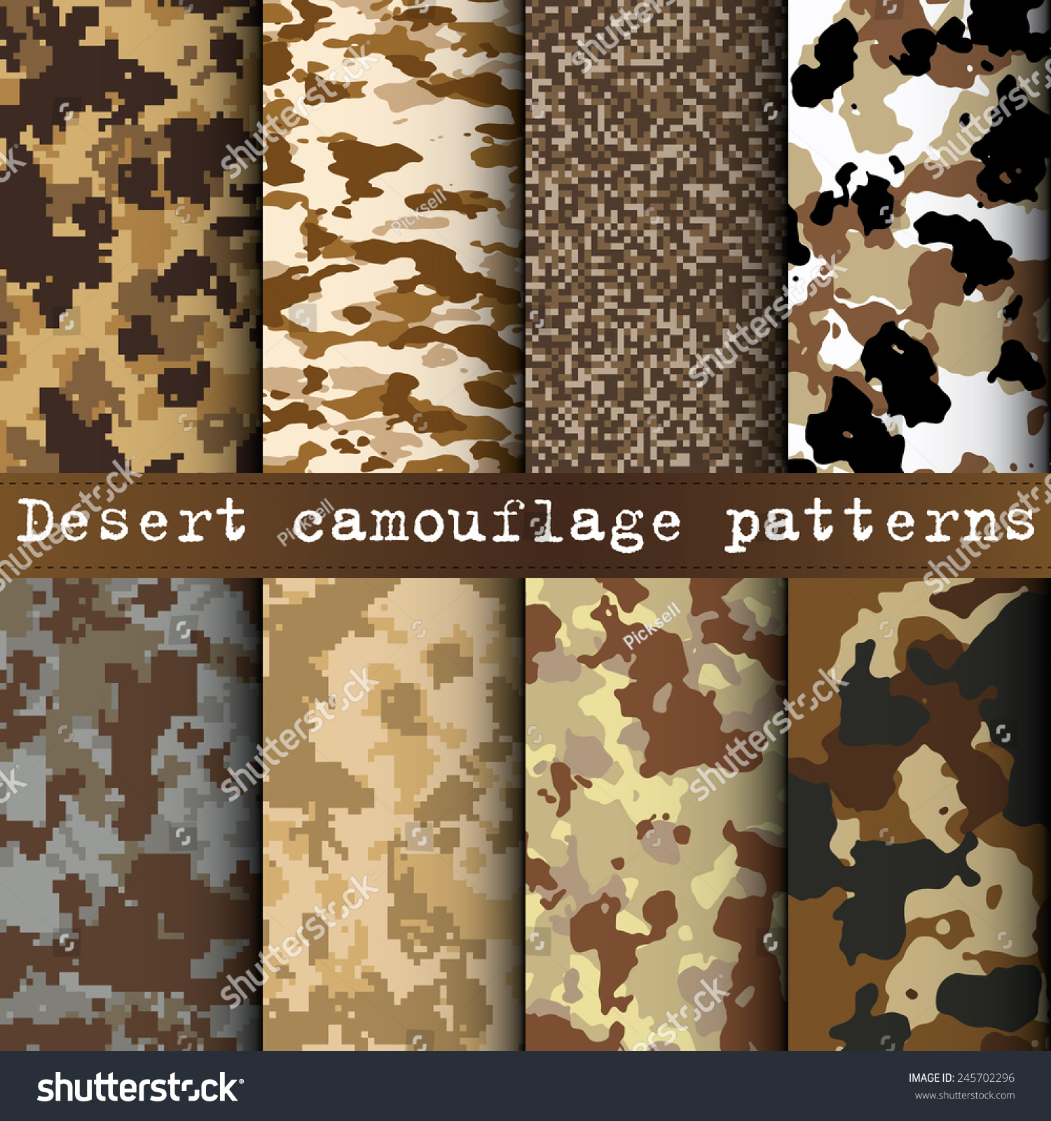 Set 8 Desert Camouflage Patterns Vector Stock Vector (Royalty Free) 245702296 | Shutterstock
