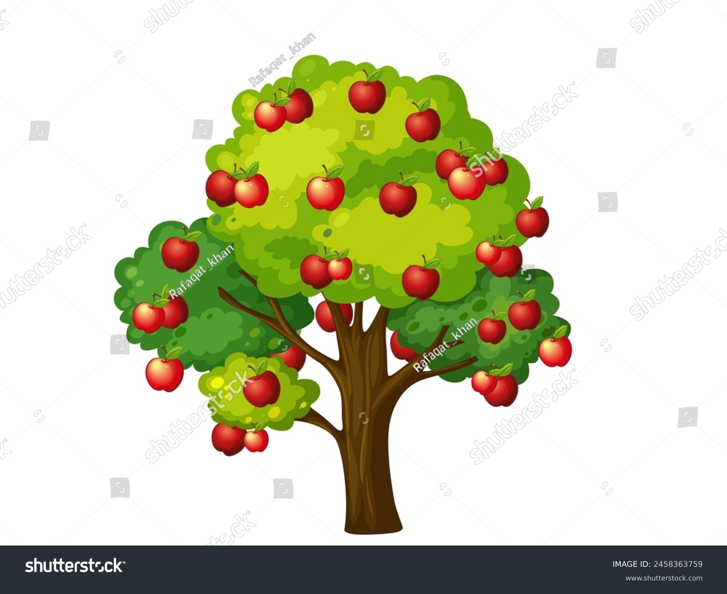 Apple Tree Isolated On White Background Stock Illustration 2458363759 ...