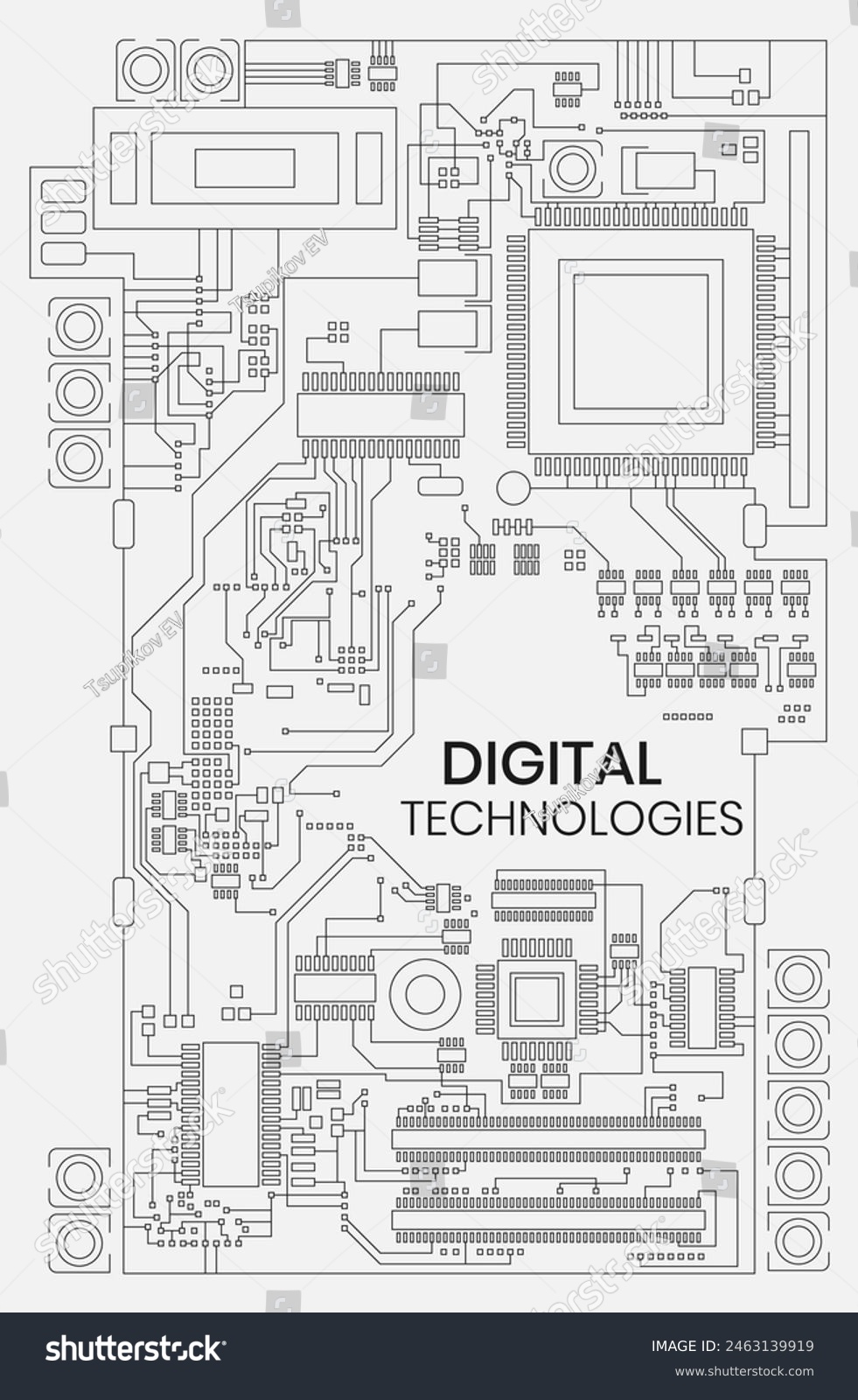 디지털 디바이스의 회로 보드 다이어그램 벡터 스톡 벡터로열티 프리 2463139919 Shutterstock