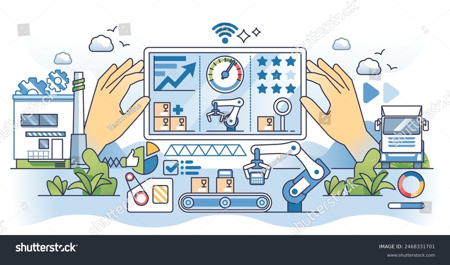 생산 자동화를 위한 제조 분야의 빅 스톡 벡터로열티 프리 2468331701 Shutterstock