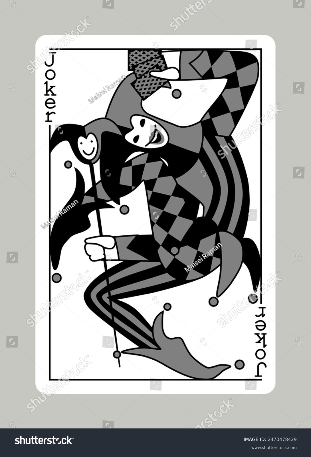 Joker Playing Card Black White Grey Stock Vector (Royalty Free ...